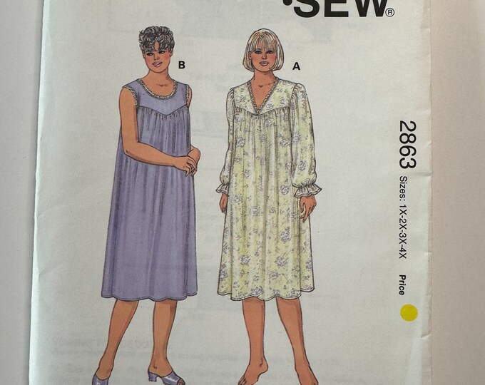 Kwik Sew 2863 Sewing Pattern for Women's Nightgown Sizes 1X-4X, Uncut ...