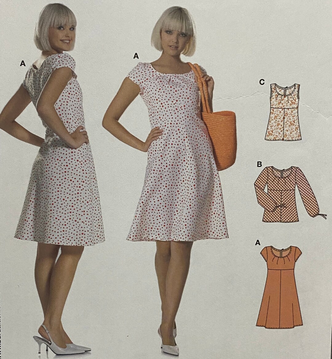 Burda 7798, Misses' Dress and Blouse Easy Sewing Pattern, Size 6-18 ...