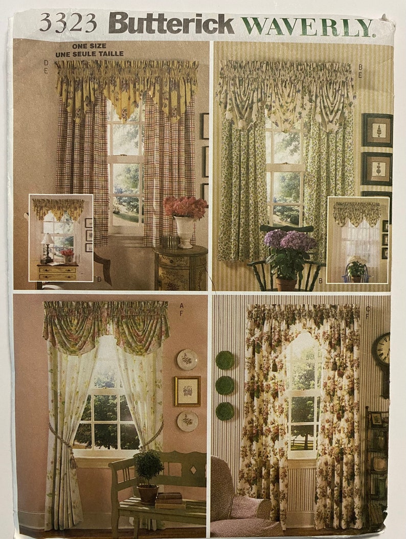 Butterick 3323 Waverly Home Sewing Pattern Decor Drapes Valances 4 ...