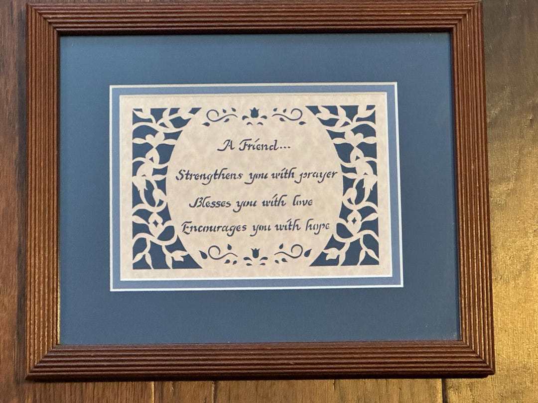 Framed Scherenschnitte Paper / Scissor Cutting About Friendship “A ...