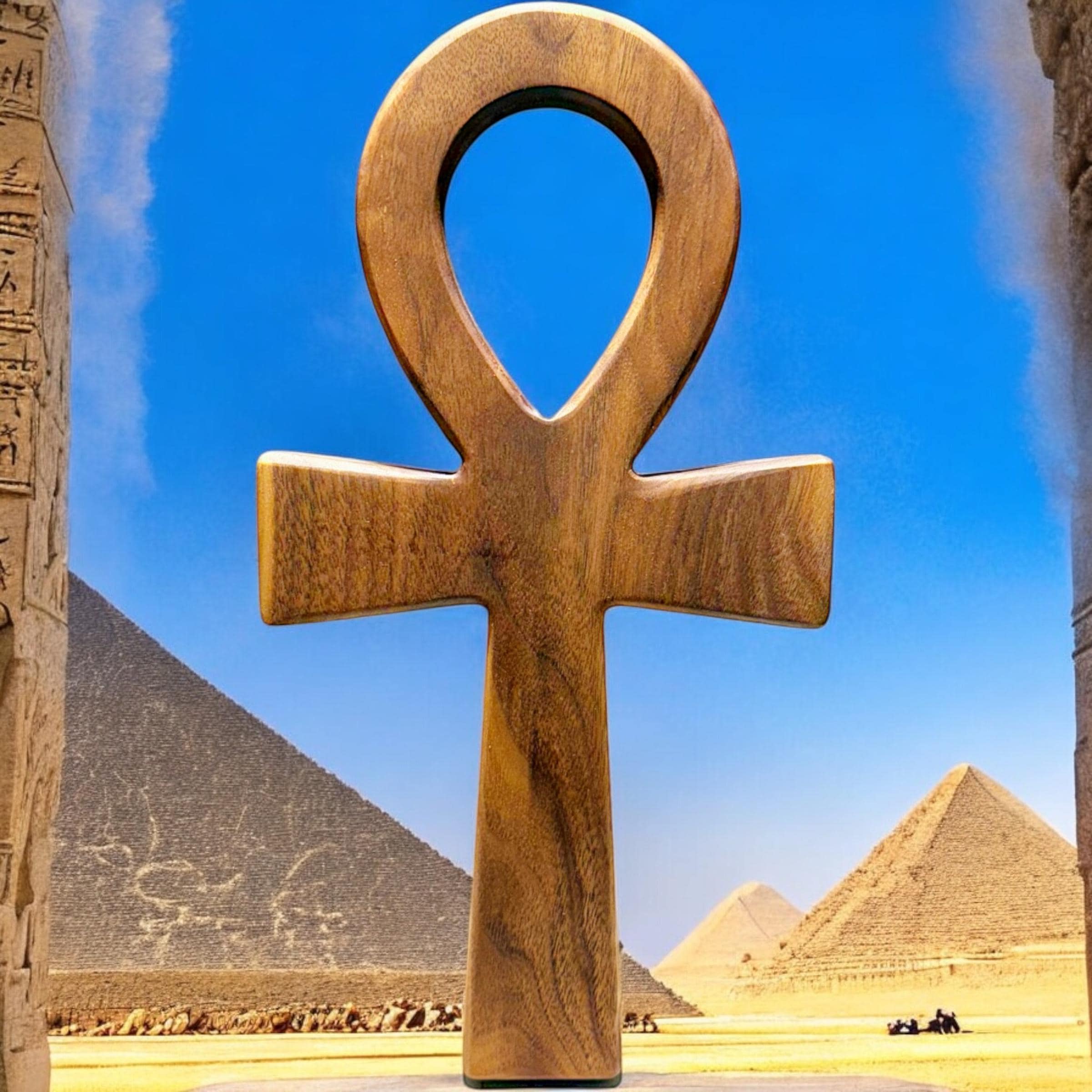 Handcrafted Walnut Ankh Wall Art - Unique Egyptian Symbol of Life Decor ...