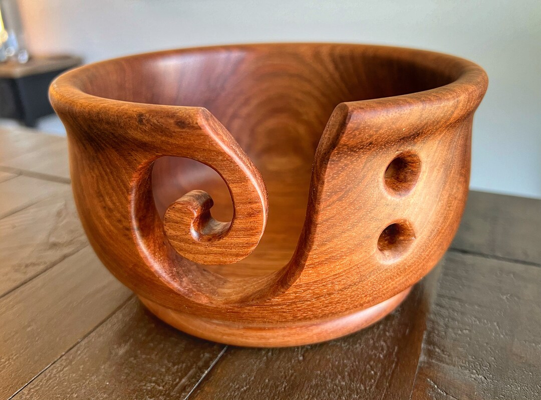 Wooden Yarn Bowl Made From Stunning Etimoe , Handmade Functional Art ...