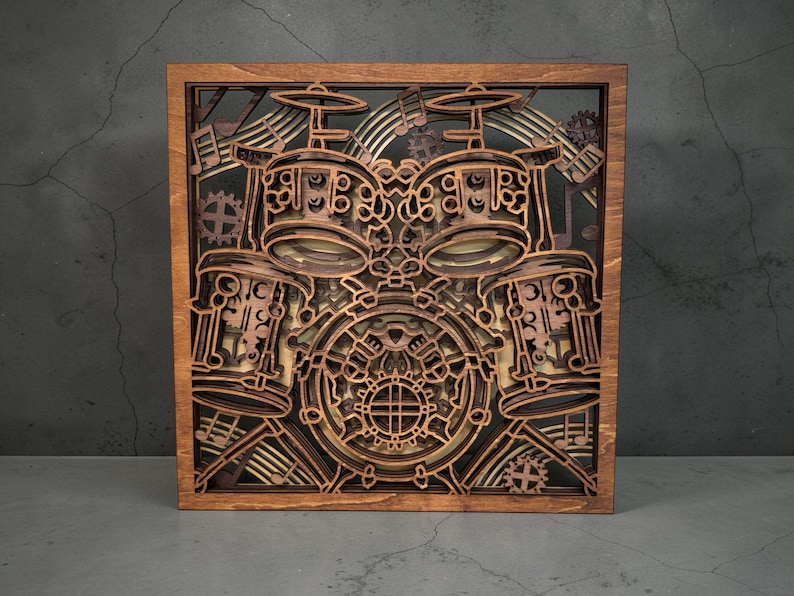 Multi-layer 3D Drum Kit Wall Art – Handcrafted Wooden Drum Set Decor - Etsy