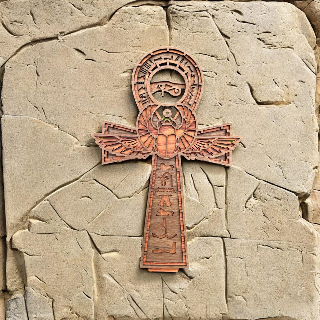 Wooden Ankh Wall Art: Egyptian Cross of Life, Walnut Cherry Maple Oak ...