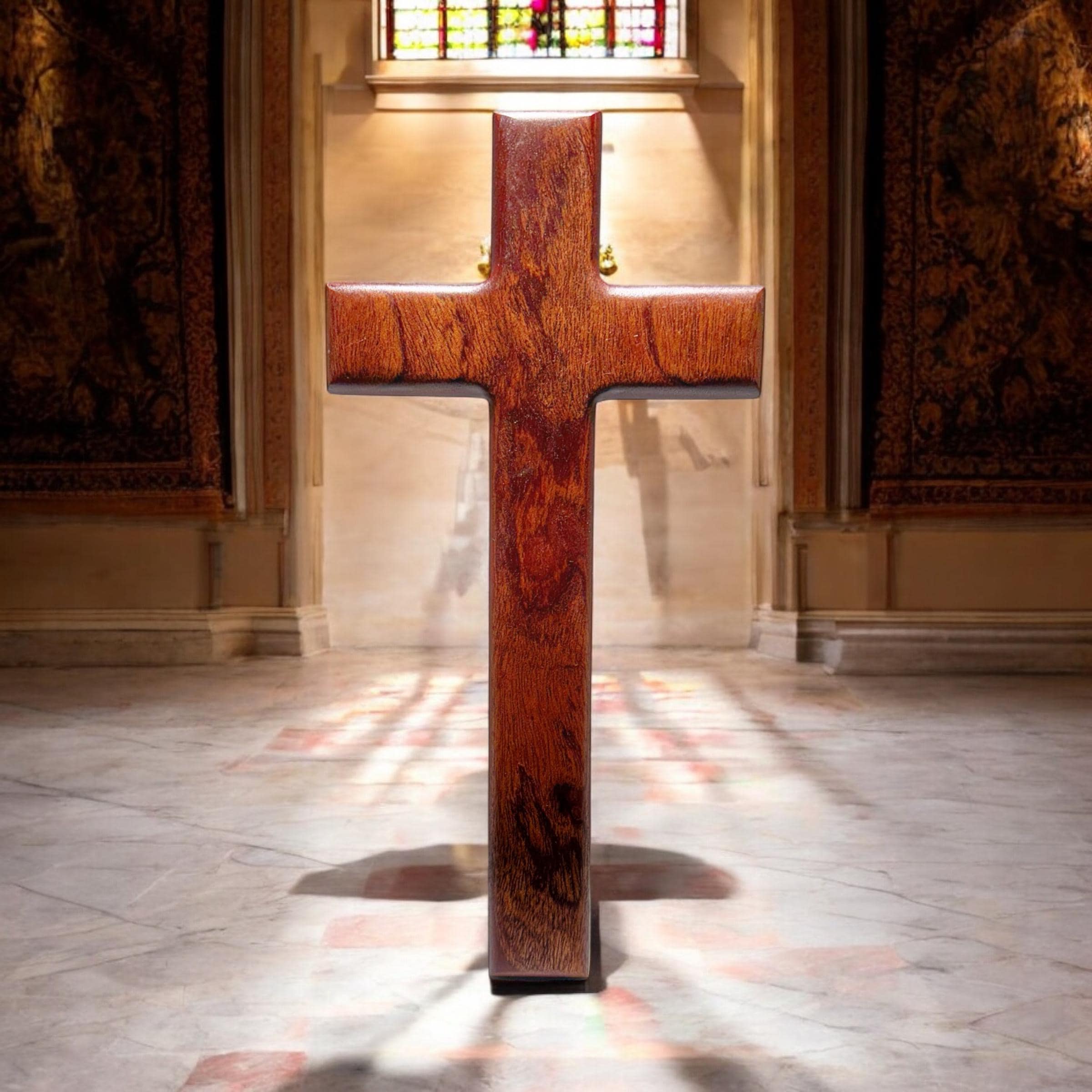 Handcrafted African Mahogany Cross Wall Art - Unique Crucifix Decor ...