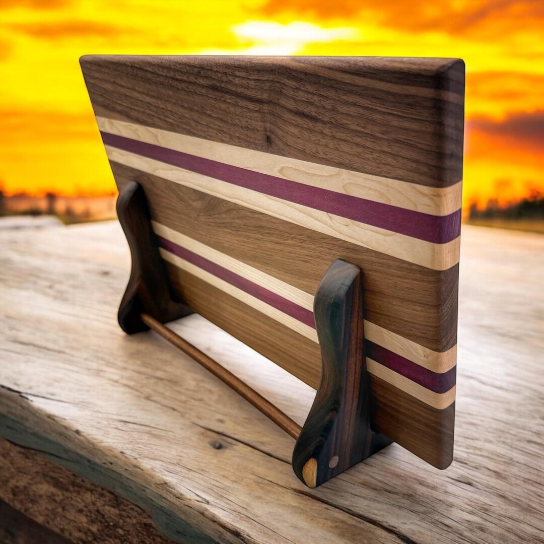 Elegant Wood Cutting Board Stand: Artisan Kitchen Display - Etsy
