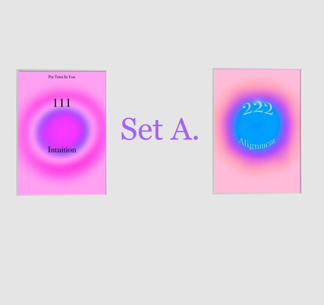 Angel Number Art Bundle Set of 3 Numerology Aura Poster Spiritual Gift ...