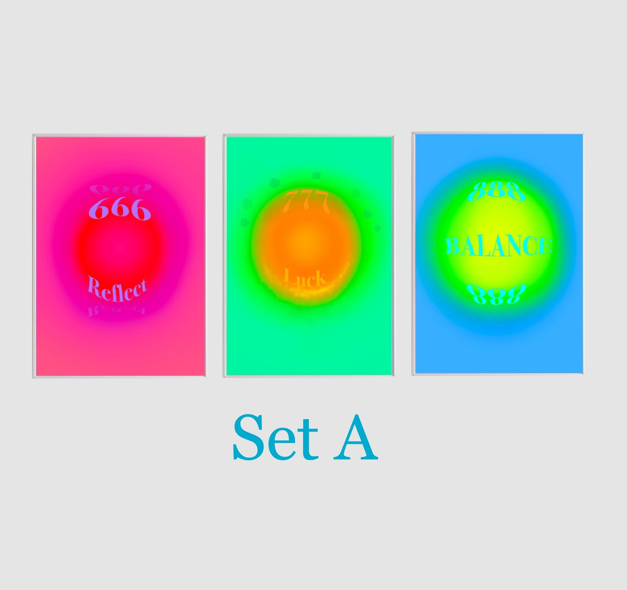 Angel Number Art Bundle Set of 3 Numerology Aura Poster Spiritual Gift ...