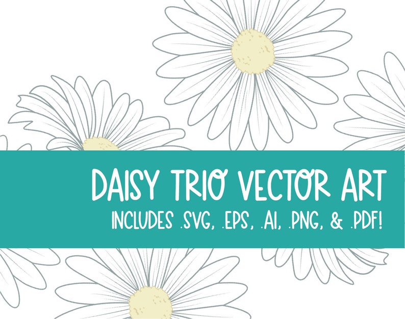 Daisy Trio Vector Art .SVG .AI .PNG - Etsy