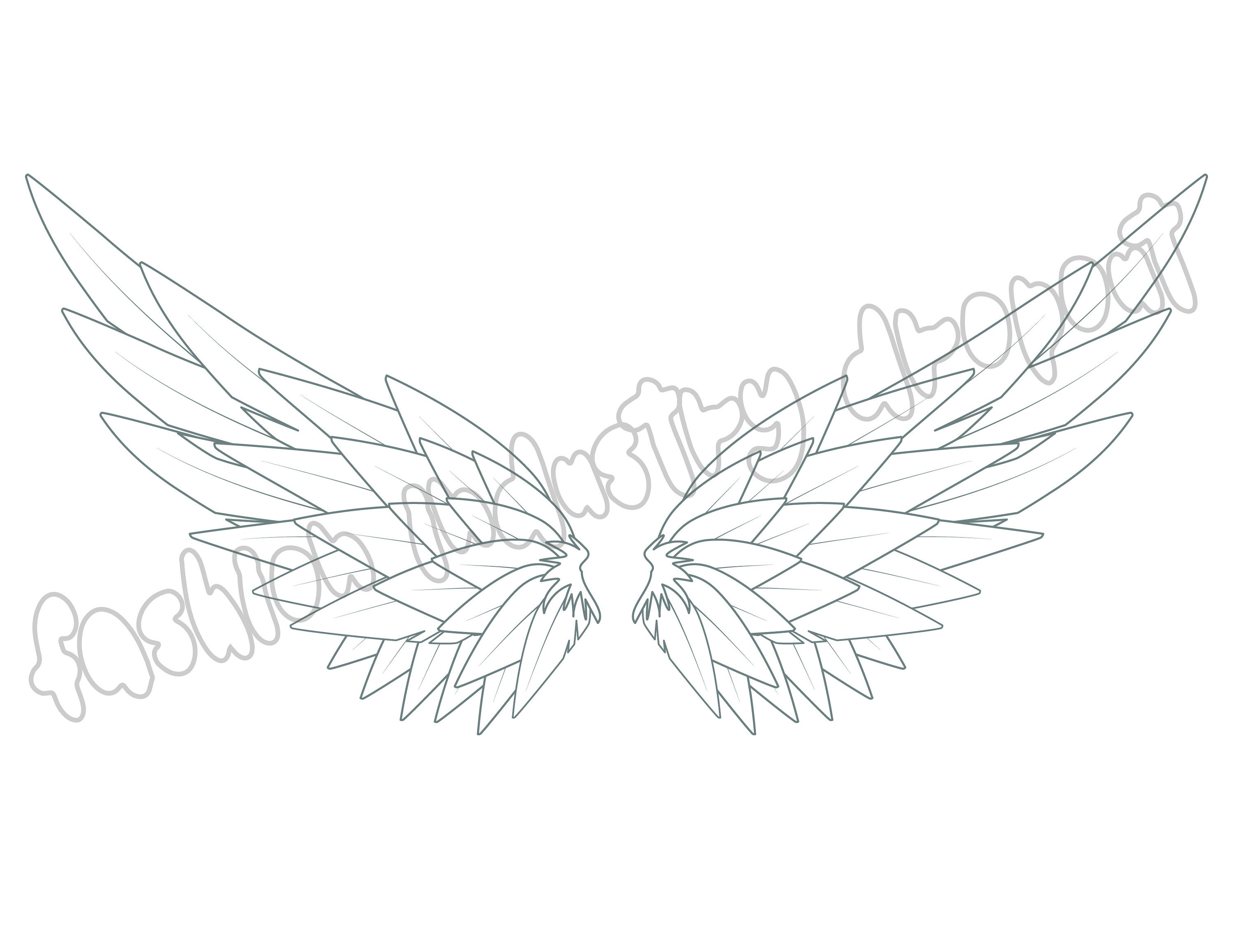 Magical Girl Angel Wings Vector Art - Etsy