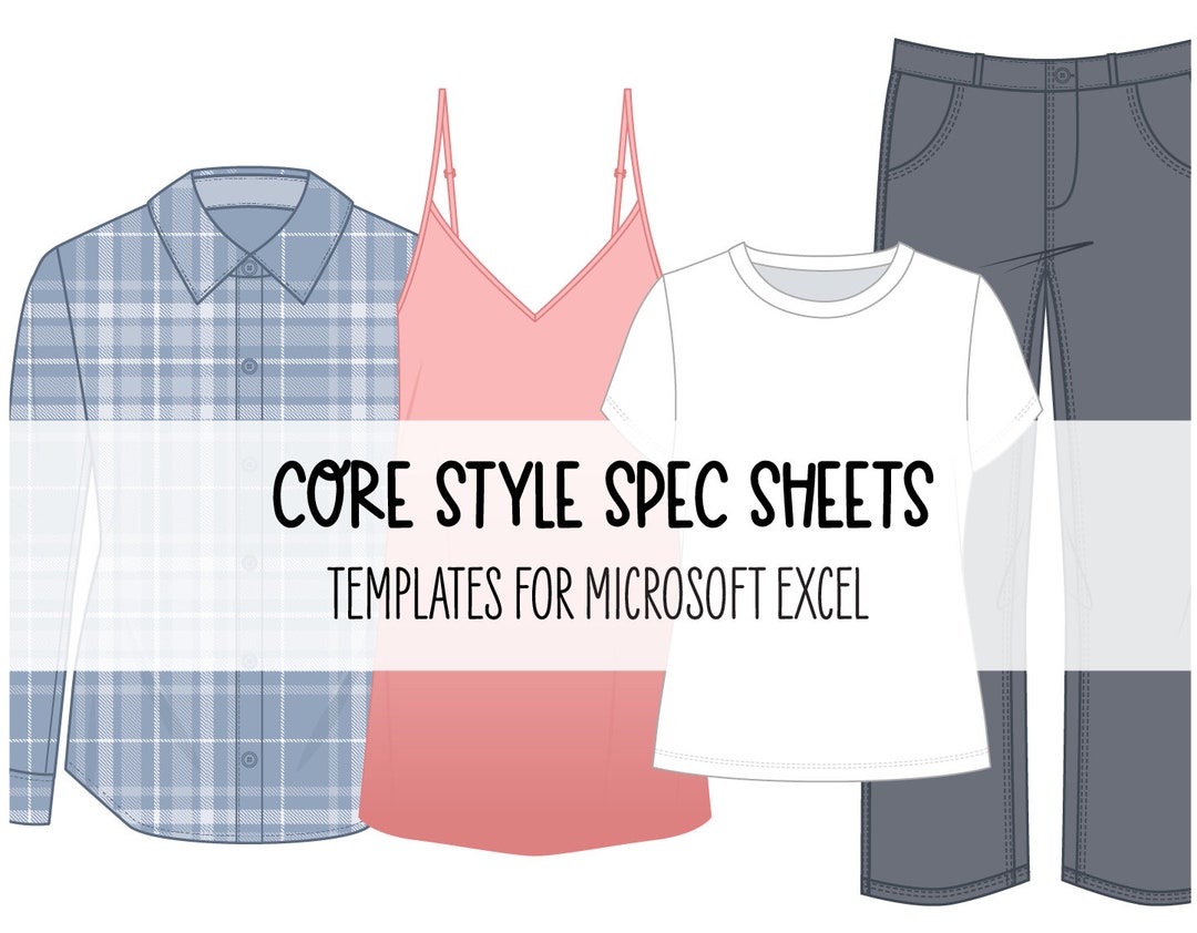 Core Style Spec Sheets for Microsoft Excel - Etsy