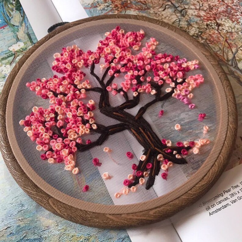 Sakura Cherry Blossom Tree Hand Embroidery Wall Hanging - Etsy