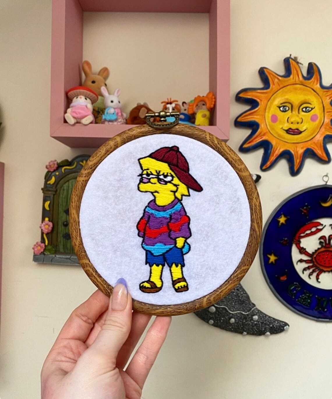 Cool Lisa Simpson Hand Embroidery Wall Hanging, Simpsons Embroidery - Etsy