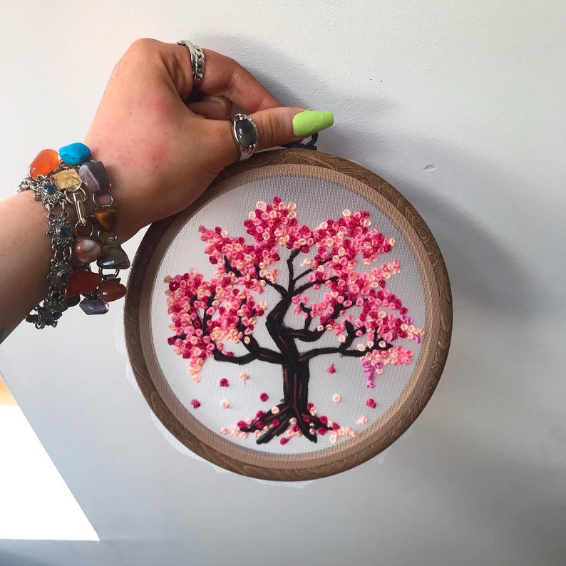 Sakura Cherry Blossom Tree Hand Embroidery Wall Hanging - Etsy