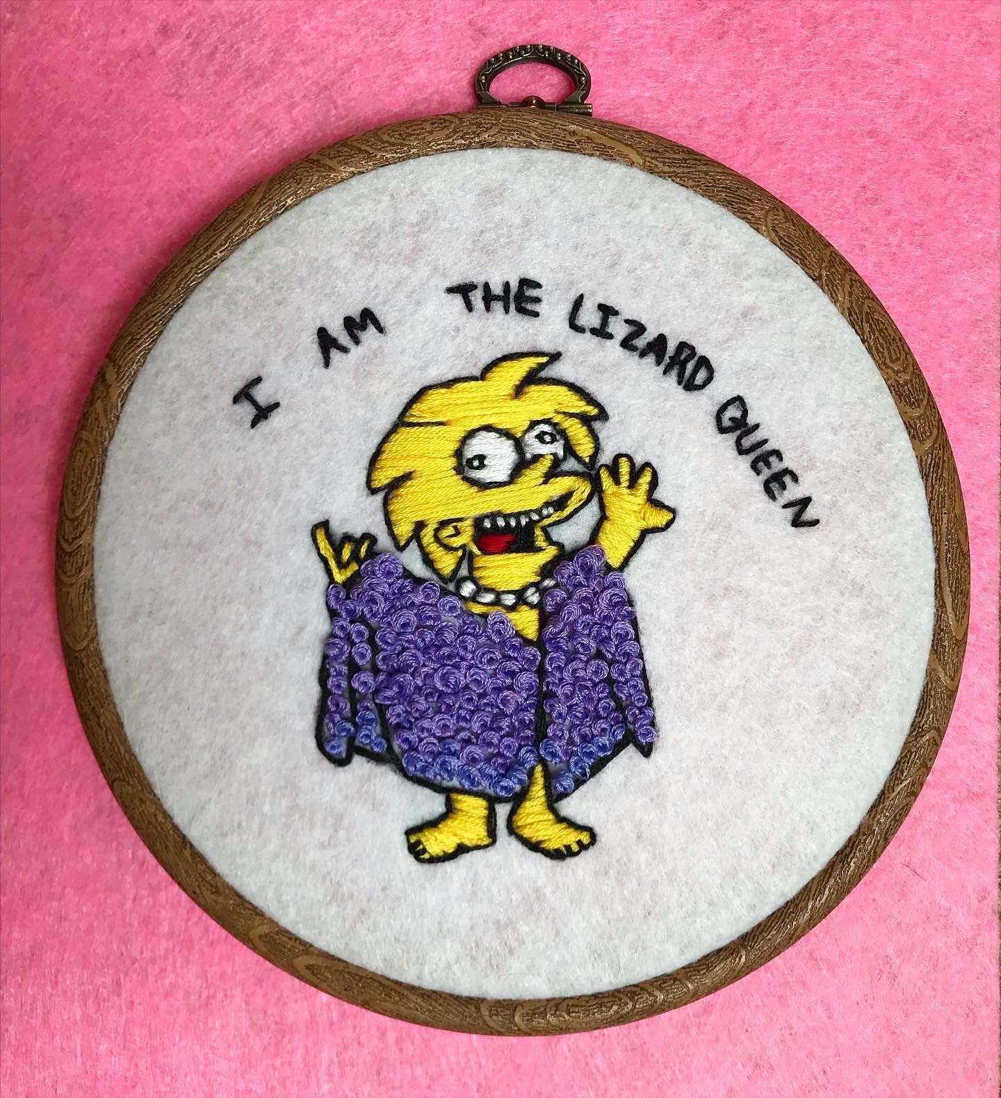 Lisa Simpson I Am the Lizard Queen Embroidery Wall Hanging - Etsy