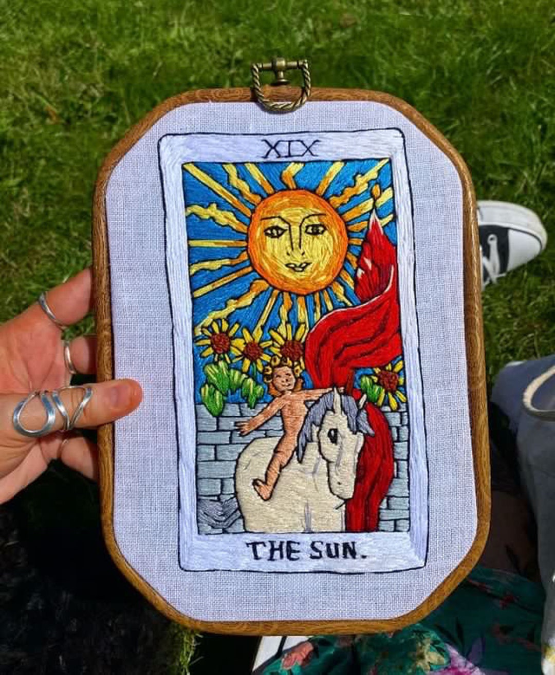 The Sun Tarot Card Whimsigoth Hand Embroidered Wall Hanging, Tarot ...