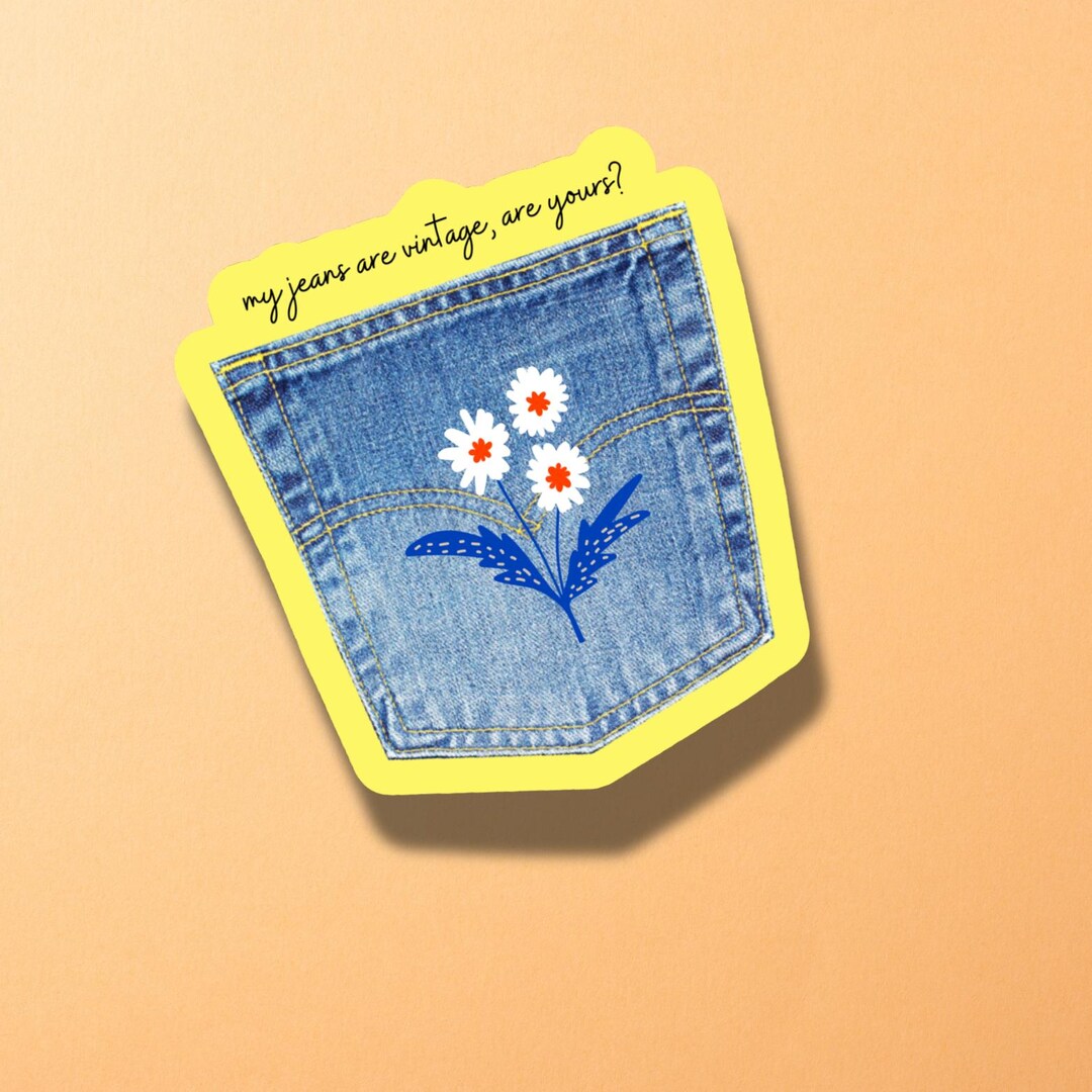 Vintage Jeans Die-cut Stickers, Retro Fashion Laptop Decal, 70s Style ...