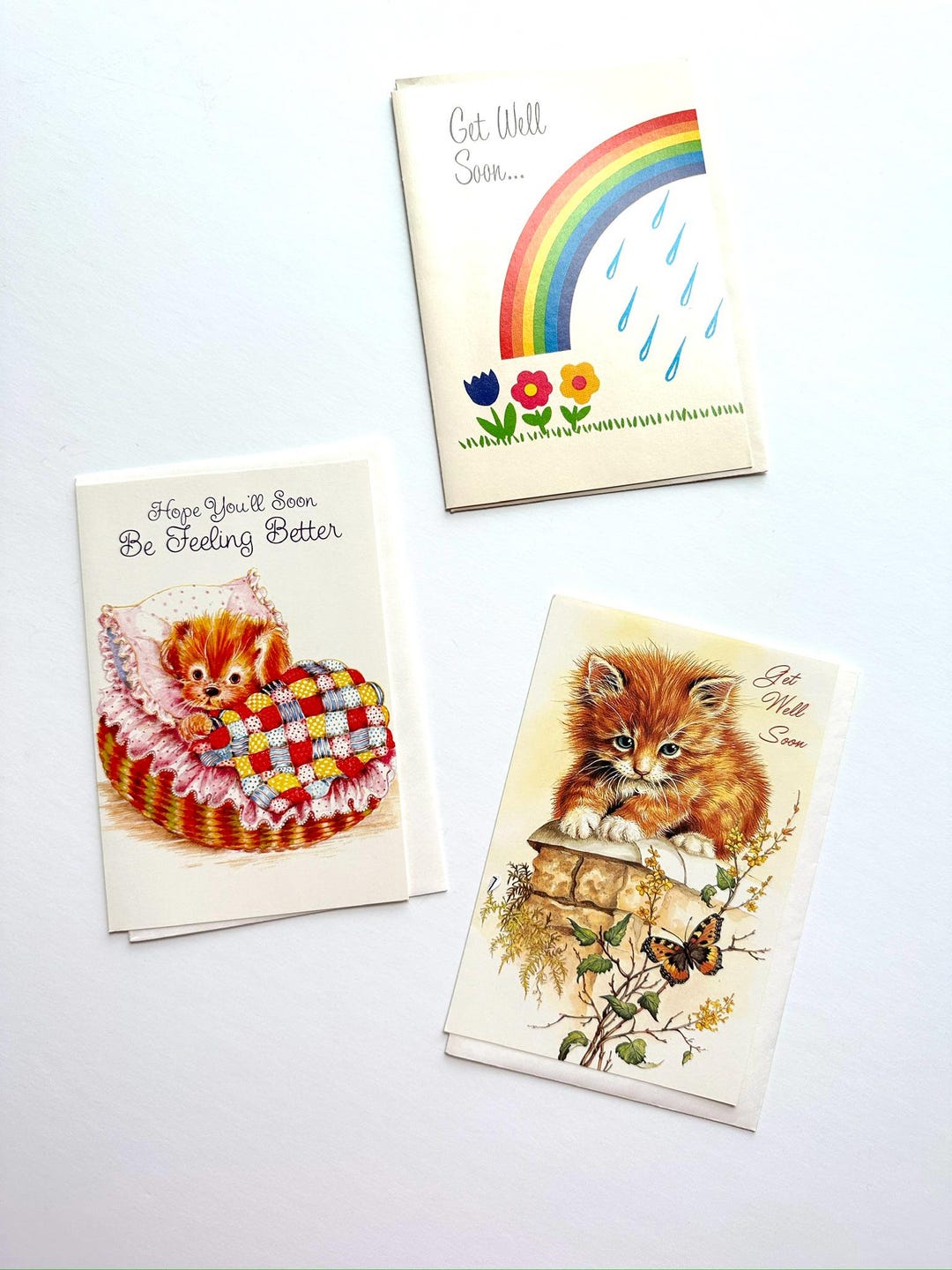 Set of 3 Get Well Soon Vintage Cards - Etsy