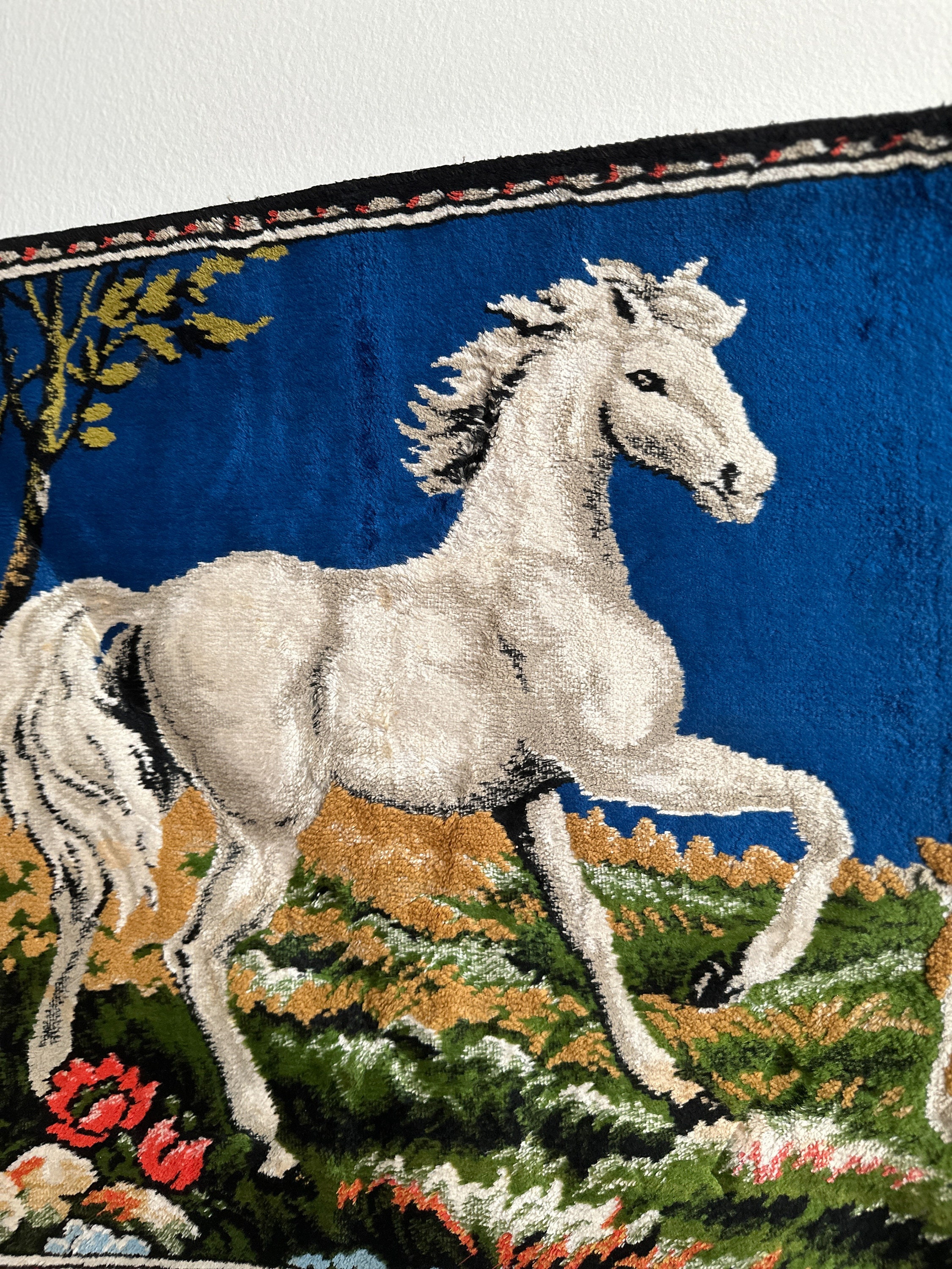 Vintage Italian Velvet Horse Tapestry - Etsy