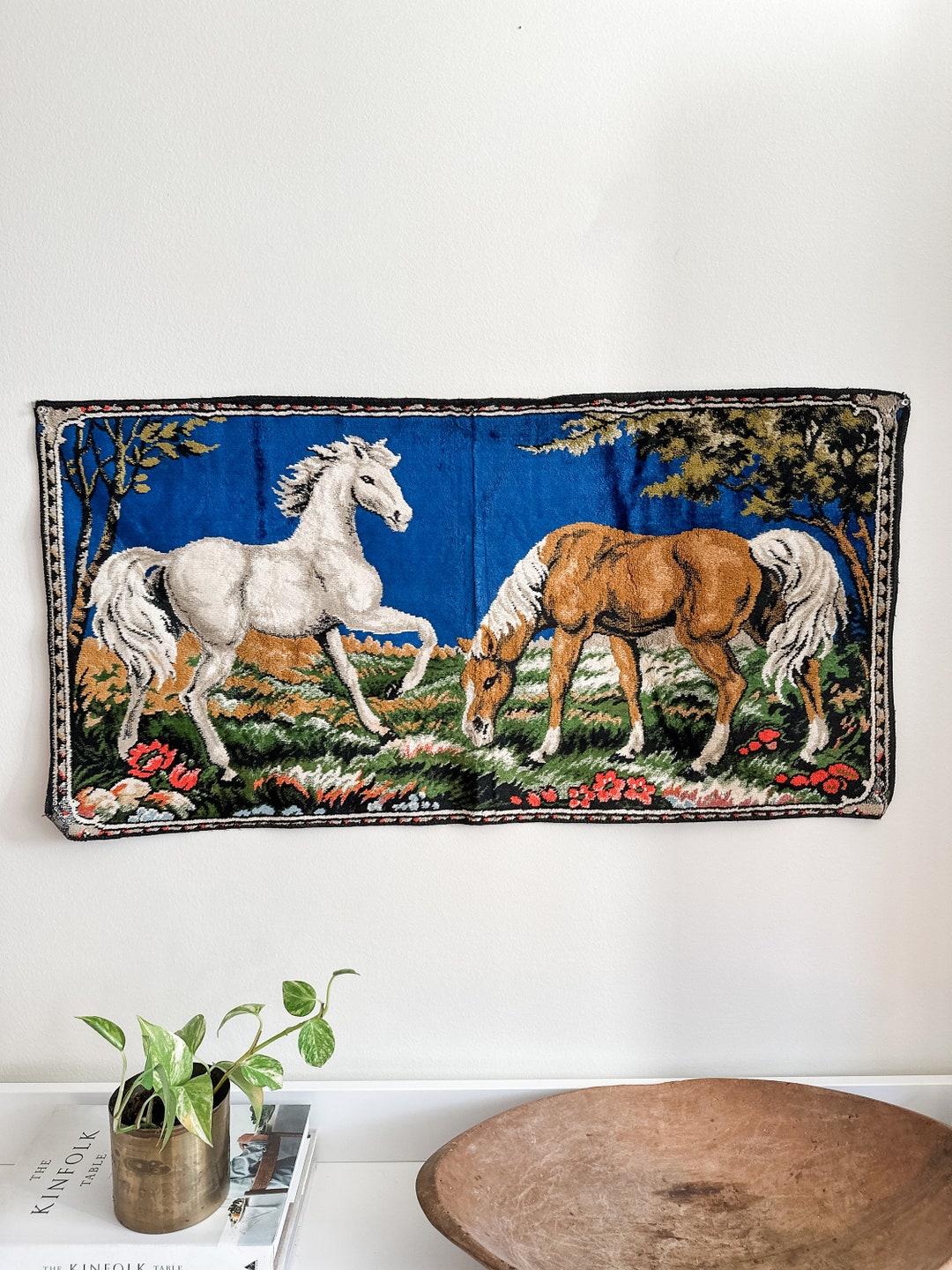 Vintage Italian Velvet Horse Tapestry - Etsy