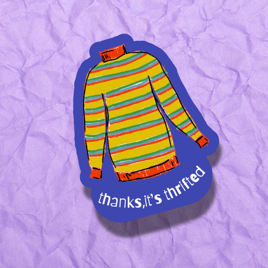 Die-cut Stickers - Thanks Its Thrifted Sticker, Vintage Vibe Decal ...
