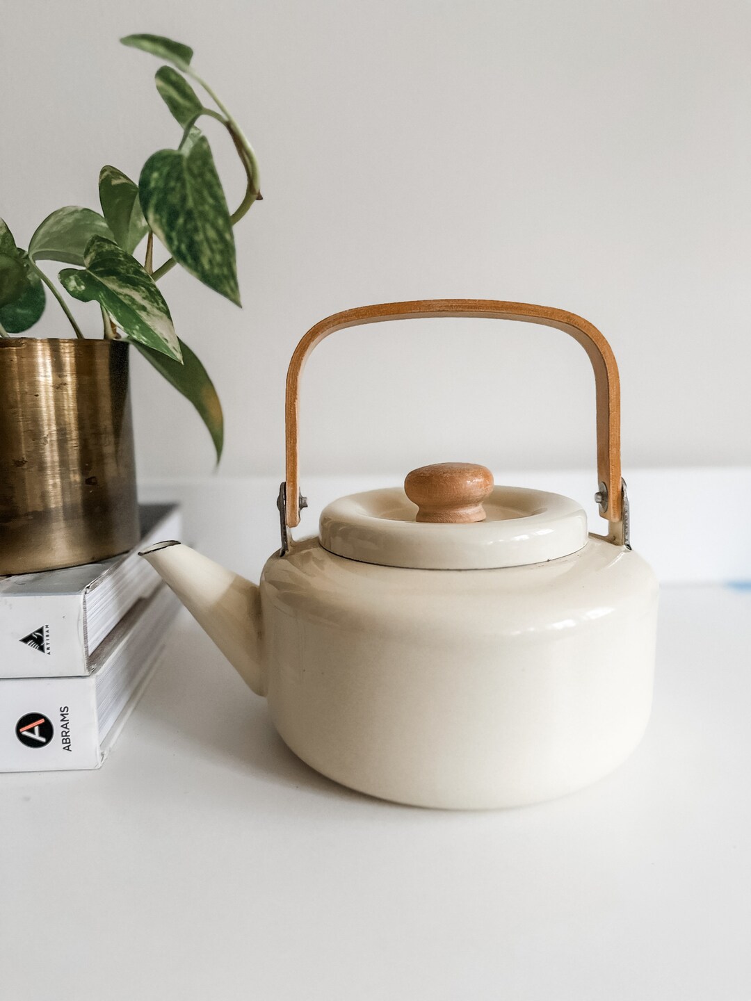 Vintage Enamel Cream Tea Pot - Etsy