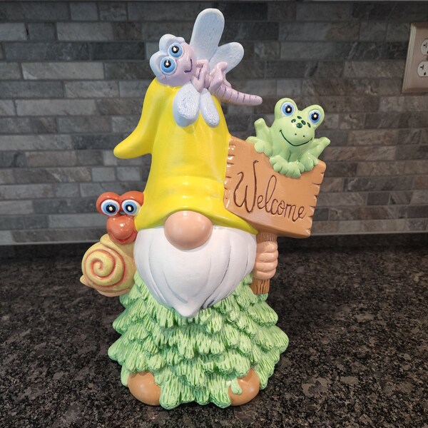 Welcome" Gnome Statue - Etsy