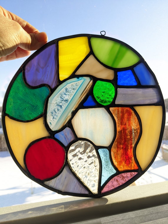 Agate Stained Glass Rainbow Blue Agate Copper Foil - Etsy