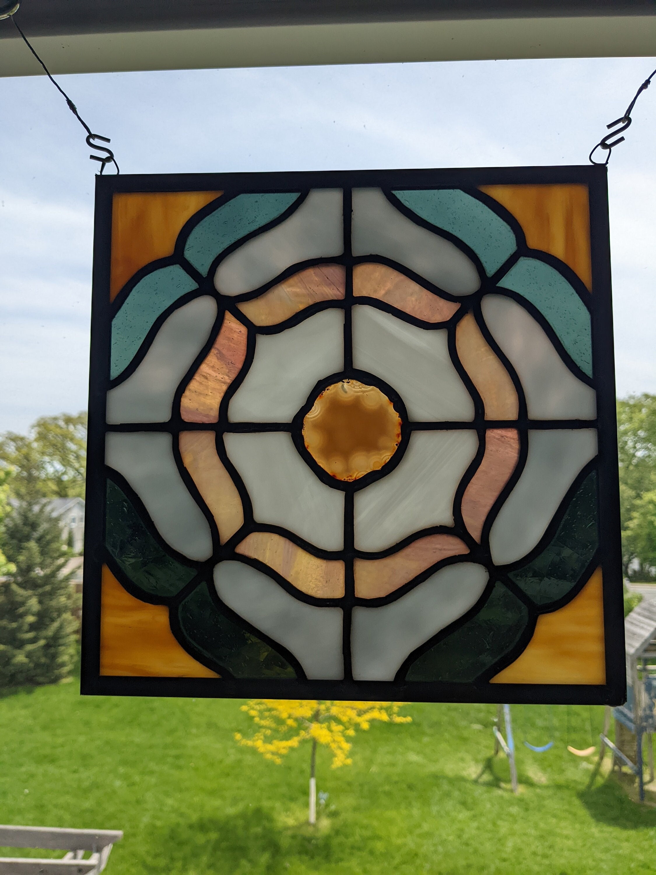 Natural Agate Stained Glass Window Panel Neutral Colors - Etsy