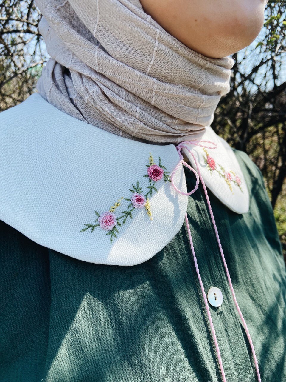 Handembroidered Collar , Elegant Embroidery Collar, Peter Pan Collar ...