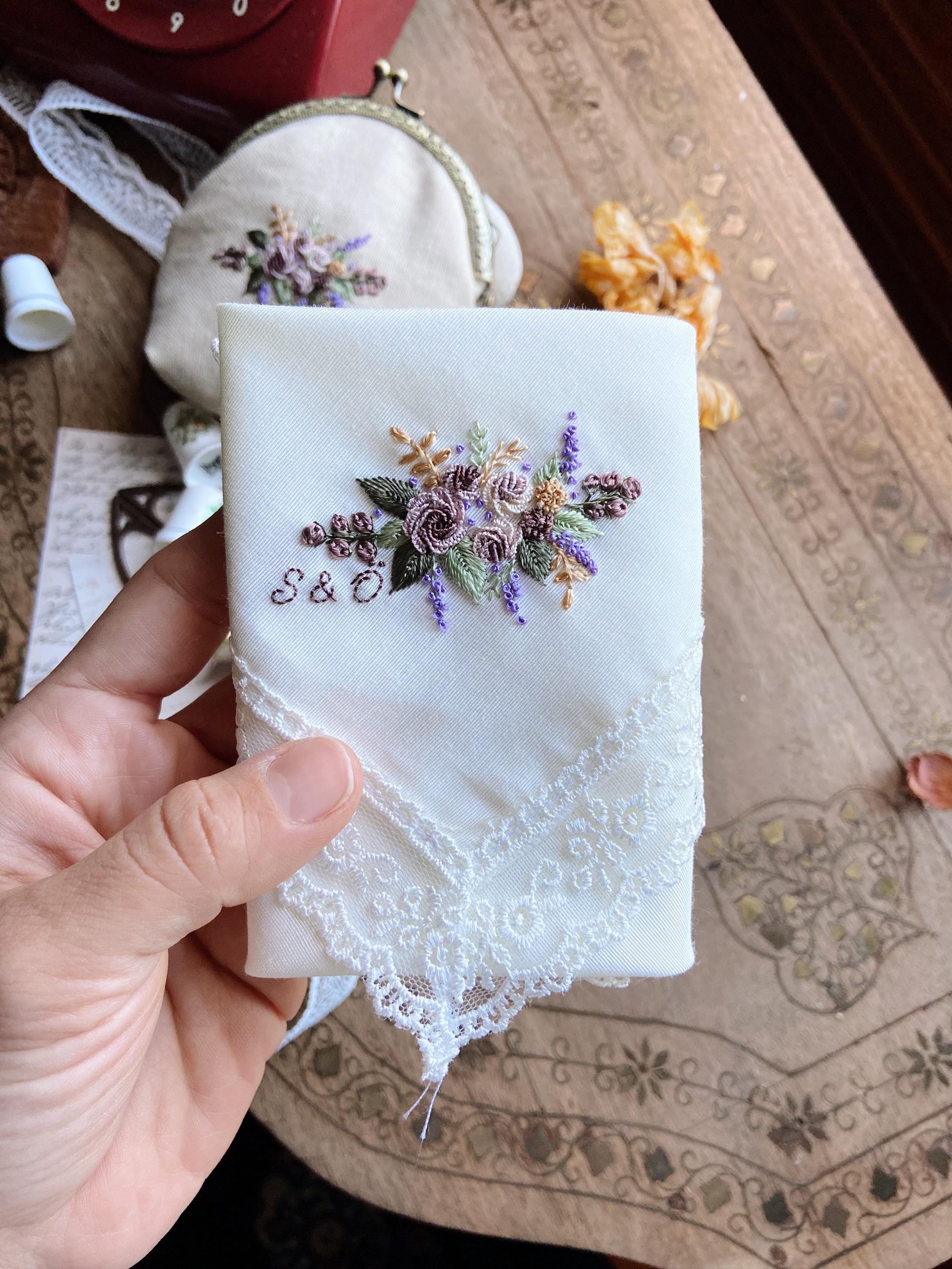 Personalized Embroidered Wedding Handkerchief Gift, Custom Bridal Gift ...