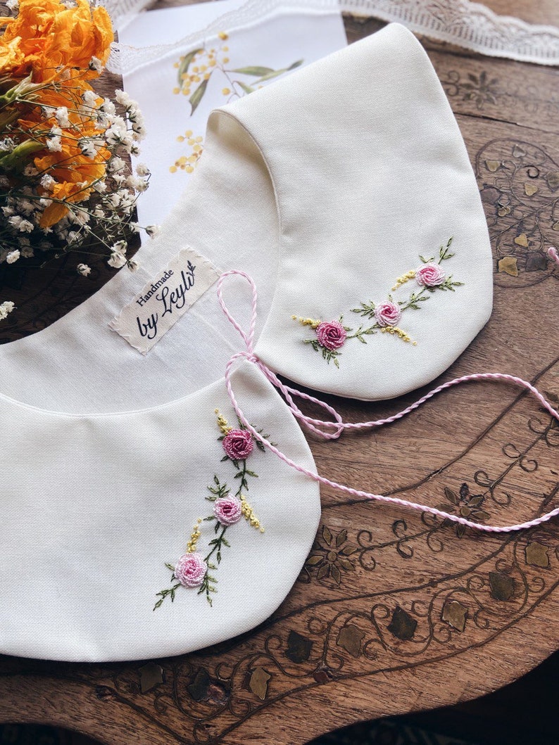 Handembroidered Collar , Elegant Embroidery Collar, Peter Pan Collar ...