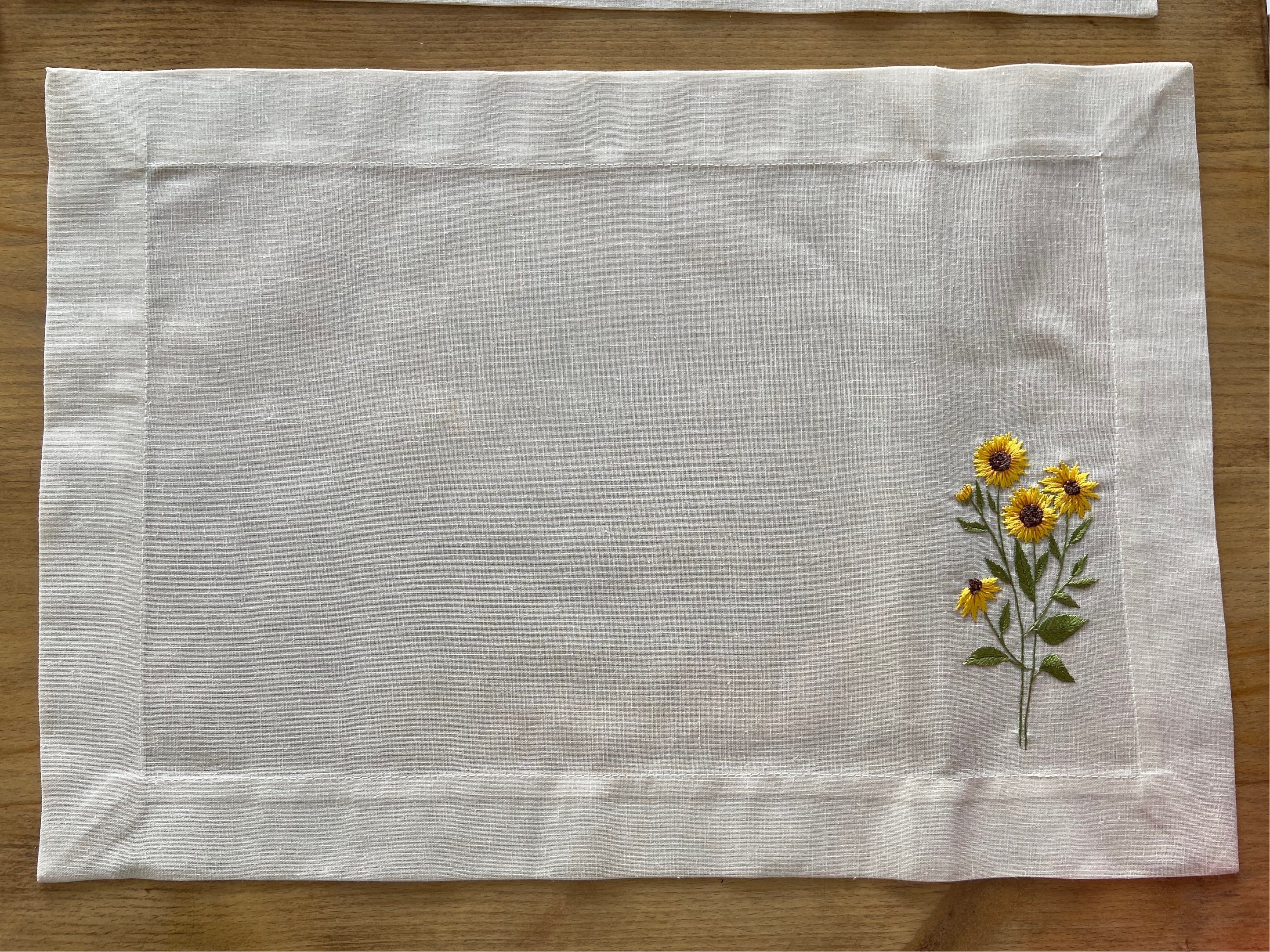 Hand Embroidered Linen Placemat, Wildflower Cottagecore Dining Mat ...