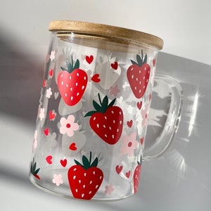 Spring Strawberry Glass Cup/ Glass Mug - Etsy