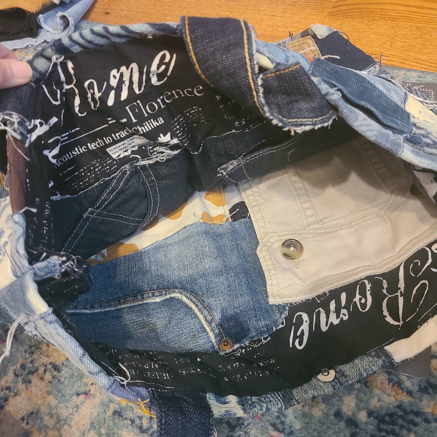 Large Denim Patch Purse Tie Dye Denim and Corduroy Patches and - Etsy