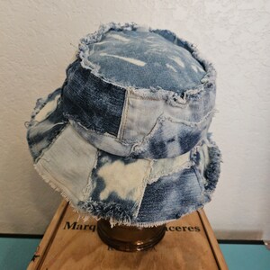 Bucket Hat Distressed Denim Patches Handmade One of a Kind Hat - Etsy