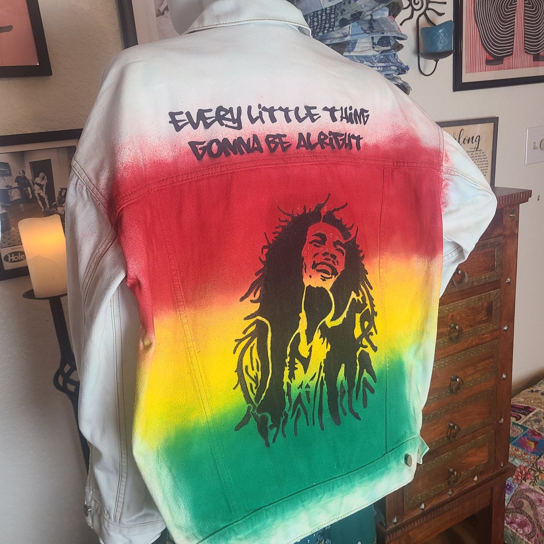 Bob Marley Denim Jean Jacket Woman's Oversized Tie Dye - Etsy