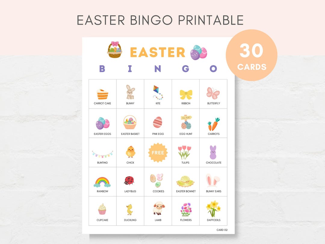 Easter Bingo, Easter Game, Easter Bingo Cards, Printable Bingo, Easter ...
