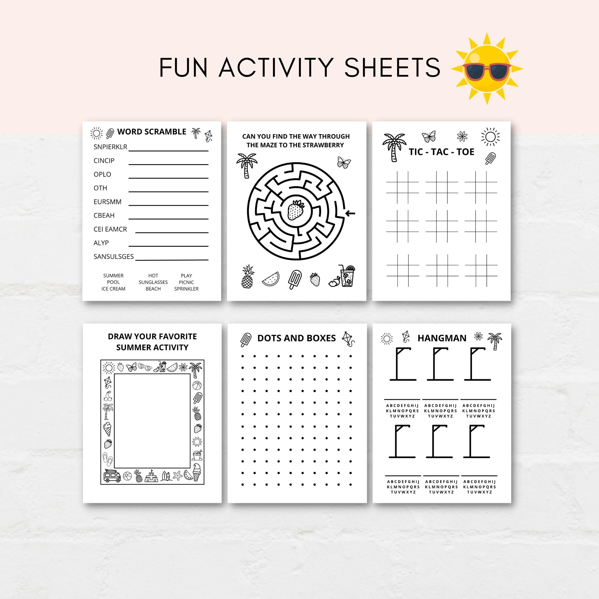 Summer Activities, Summer Printables, Summer Games, Summer Activity ...