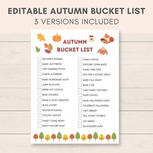 Autumn Bucket List Printable, Autumn Printables, Autumn Activities ...