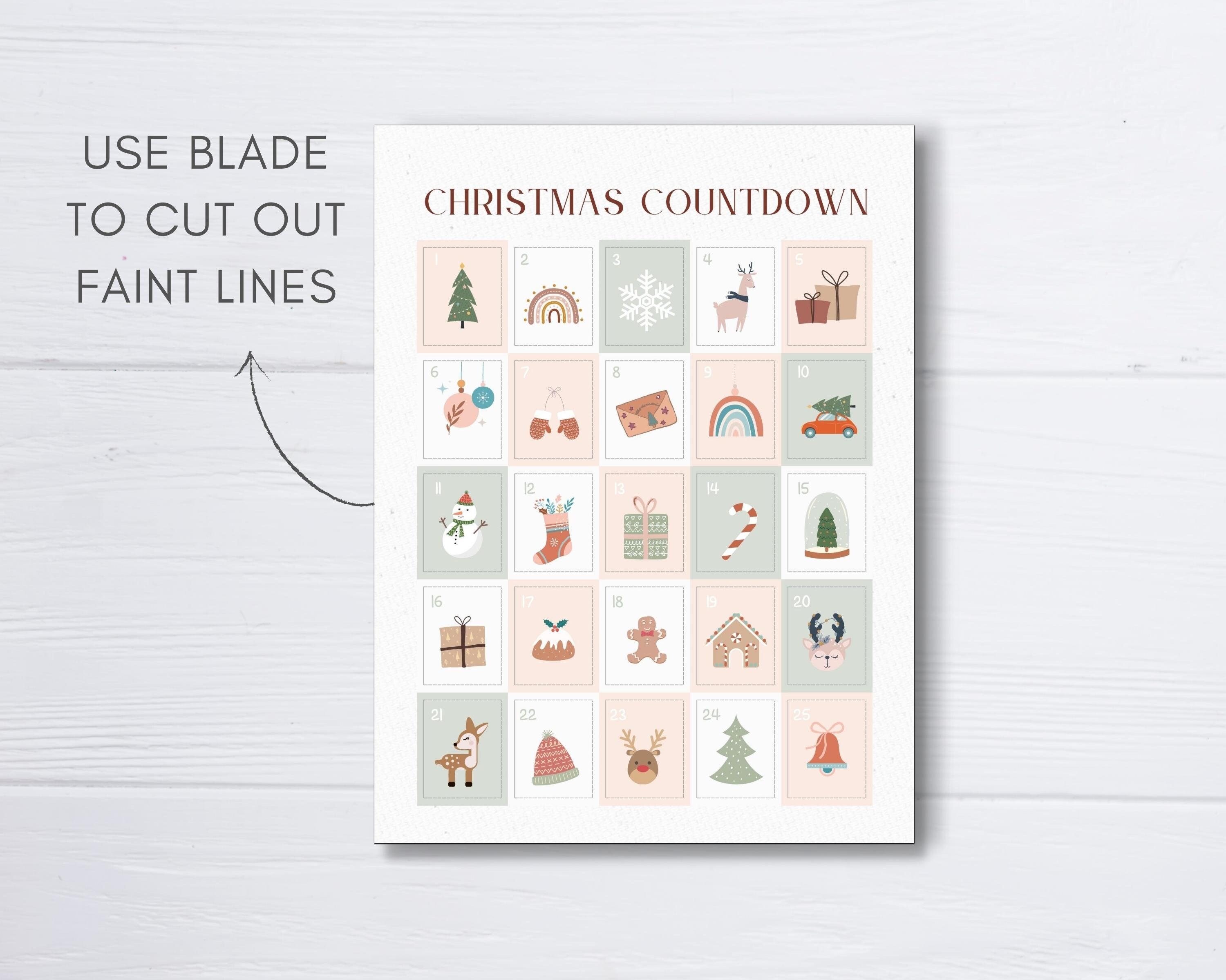 Advent Calendar Printable, Boho Advent Calendar, Christmas Countdown ...