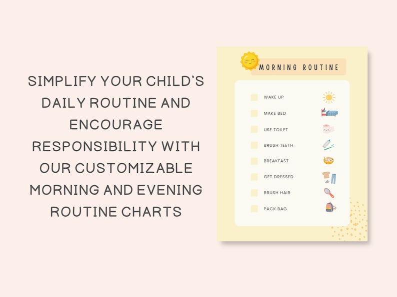Morning Routine Chart Editable Routine Charts Evening - Etsy