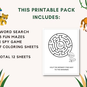 Jungle Safari Activity, Jungle Safari Coloring, Wild Animal Printable ...