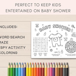 Baby Shower Activity Placemat, Baby Shower Activities, Baby Shower ...
