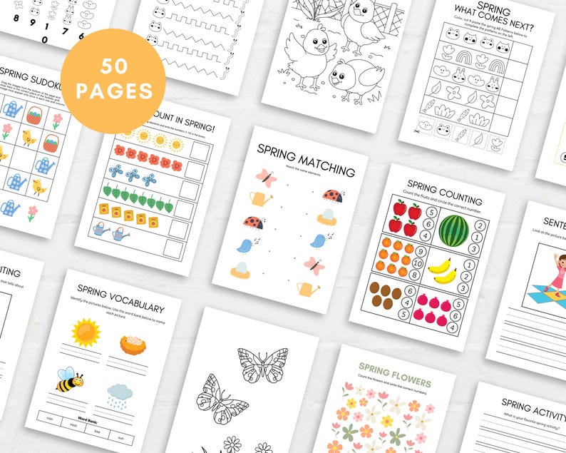 Spring Activity Kindergarten, Spring Homeschool Printable, Preschool ...