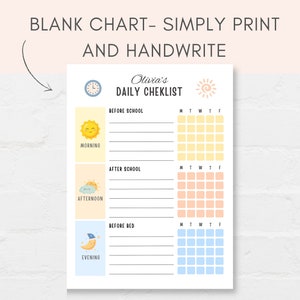 Kids Daily Checklist, Daily Checklist for Kids, Editable Kids Daily ...