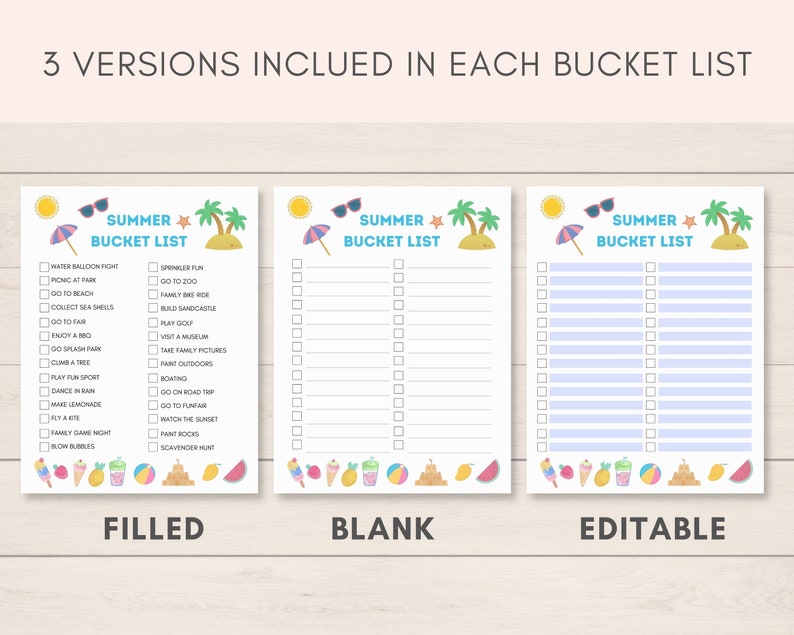 BUCKET LIST BUNDLE Bucket List Printable Custom Bucket List - Etsy