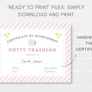 Potty Certificate Printable, Editable Potty Certificate, Potty Training ...