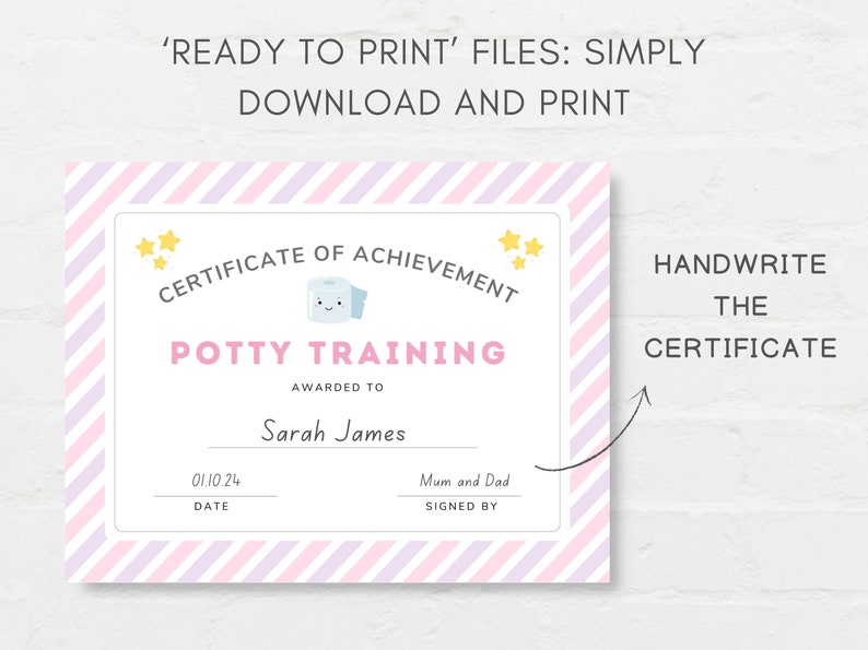 Potty Certificate Printable, Editable Potty Certificate, Potty Training ...