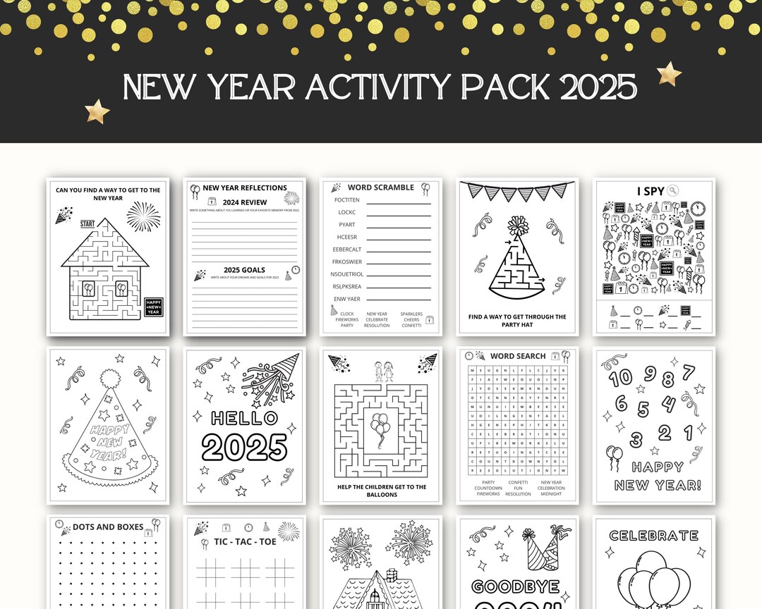 New Year Activity 2025, Printable New Years Game, New Year Coloring ...
